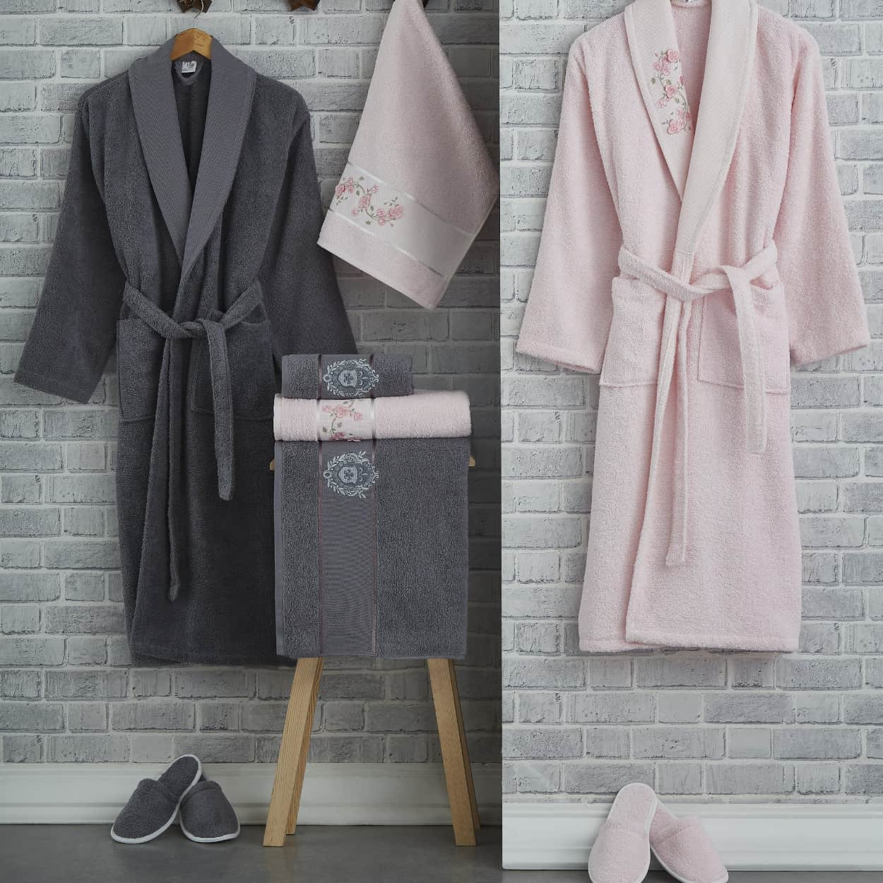 Set prosoape si halate din Bumbac 100%, marimea L, 10 piese, vie ...