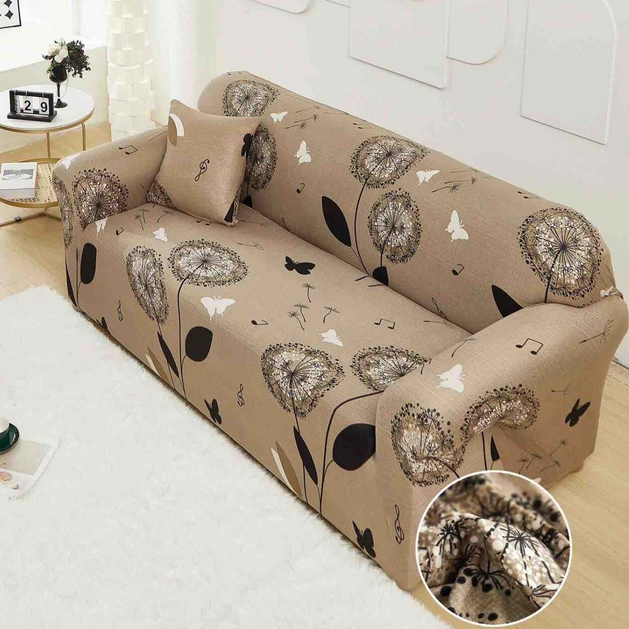 Husa elastica canapea 3 locuri, cu brate, crem, HEJ3-32 Husa elastica canapea 3 locuri, cu brate, crem, HEJ3-32