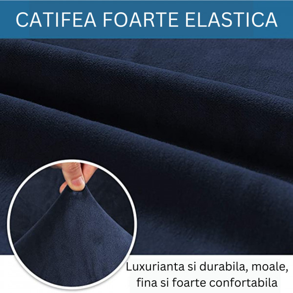 Set 2 huse elastice pentru coltar, catifea, marime: M+L, bleumarin, HCCJ-04