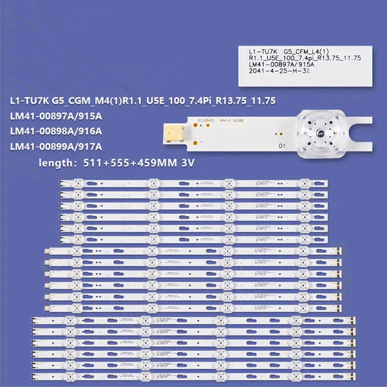 Set barete led tv SAMSUNG 75 inch BN96-50310A / BN96-50311A / BN96 ...