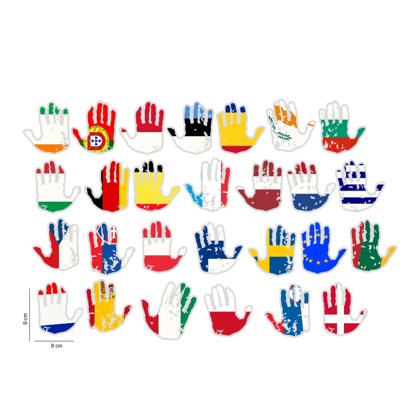 Sticker perete Maini cu steaguri
