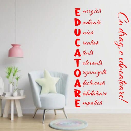 Sticker perete Cu drag, o educatoare
