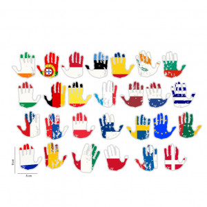 Sticker perete Maini cu steaguri