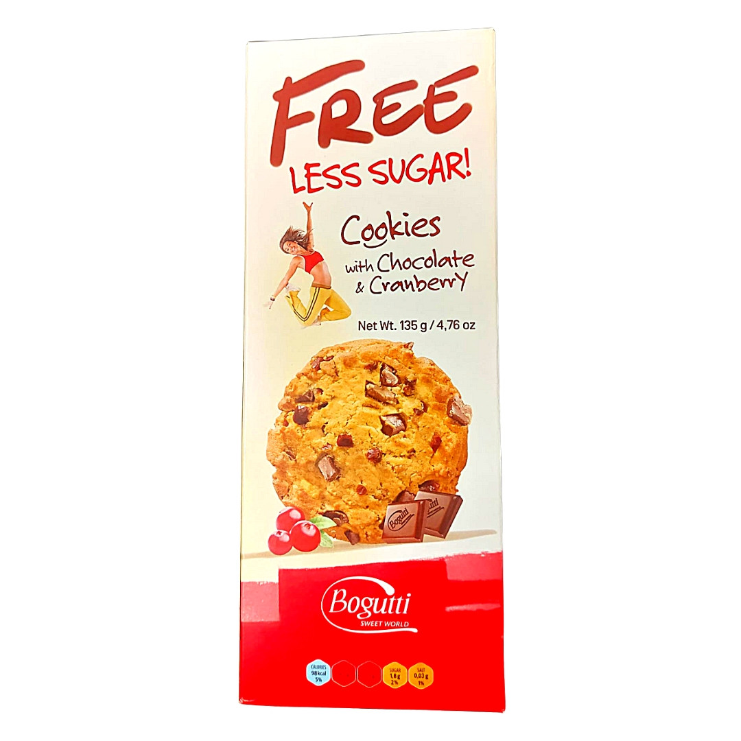 Biscuiti cu merisoare si ciocolata fara zahar adaugat Free Bogutti 135 g