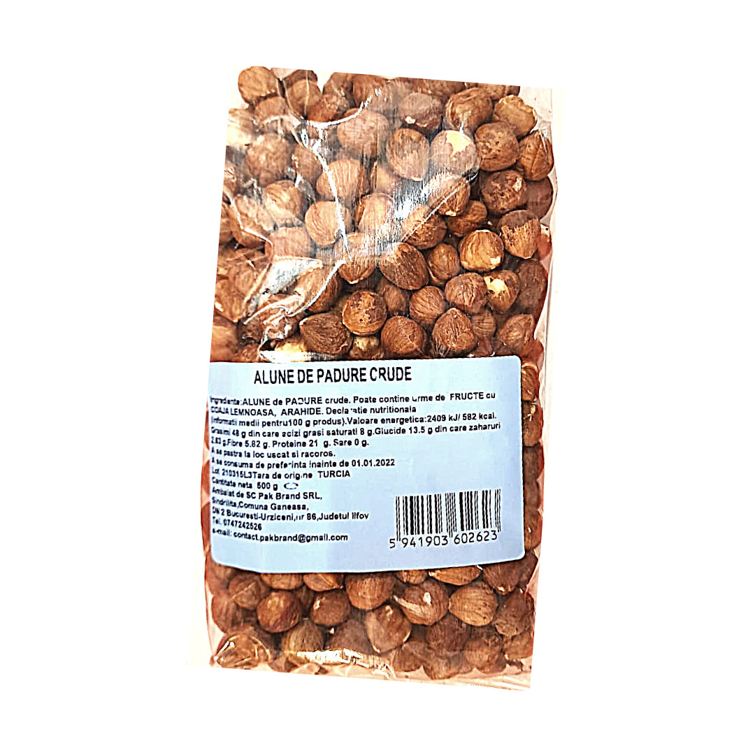 Alune de padure crude Pak Brand 500 g