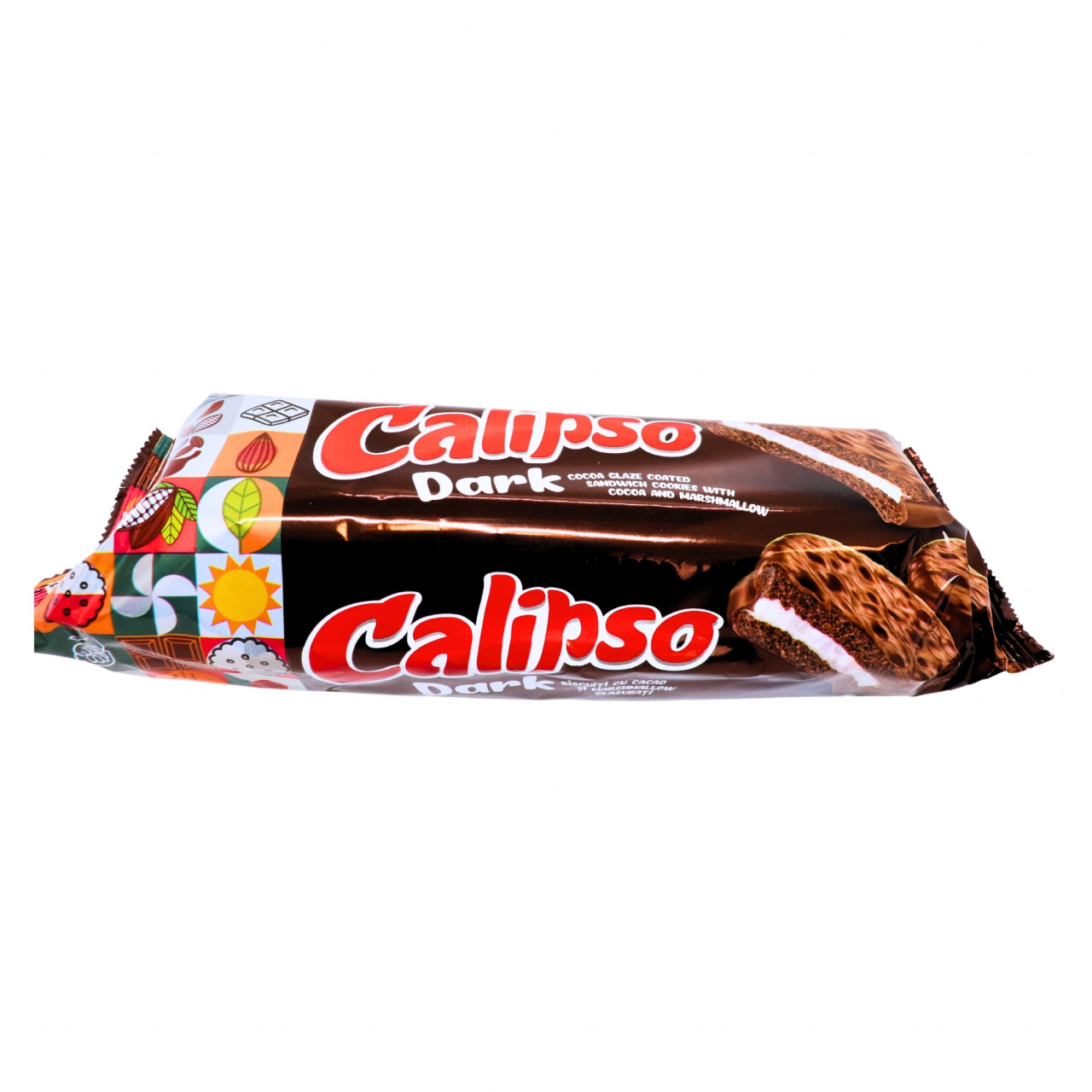 Biscuiti cu glazura de cacao si marshmallow Calipso Dark 180 g