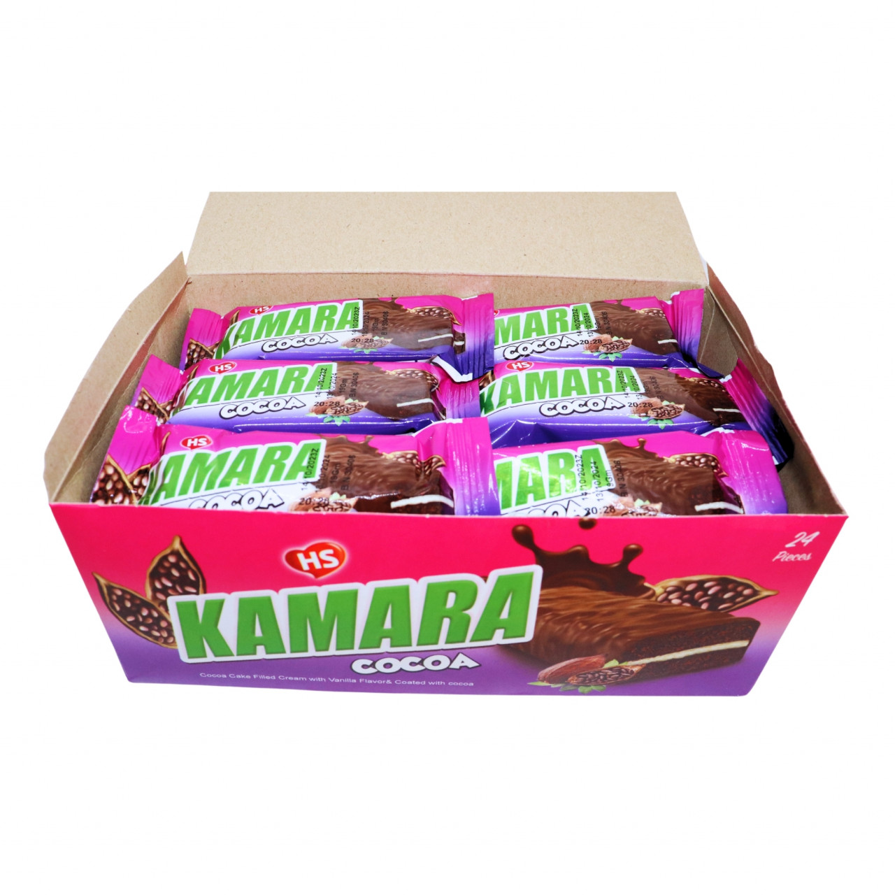 Prajitura ciocolata neagra si crema de alune Kamara 19 g, 24 buc