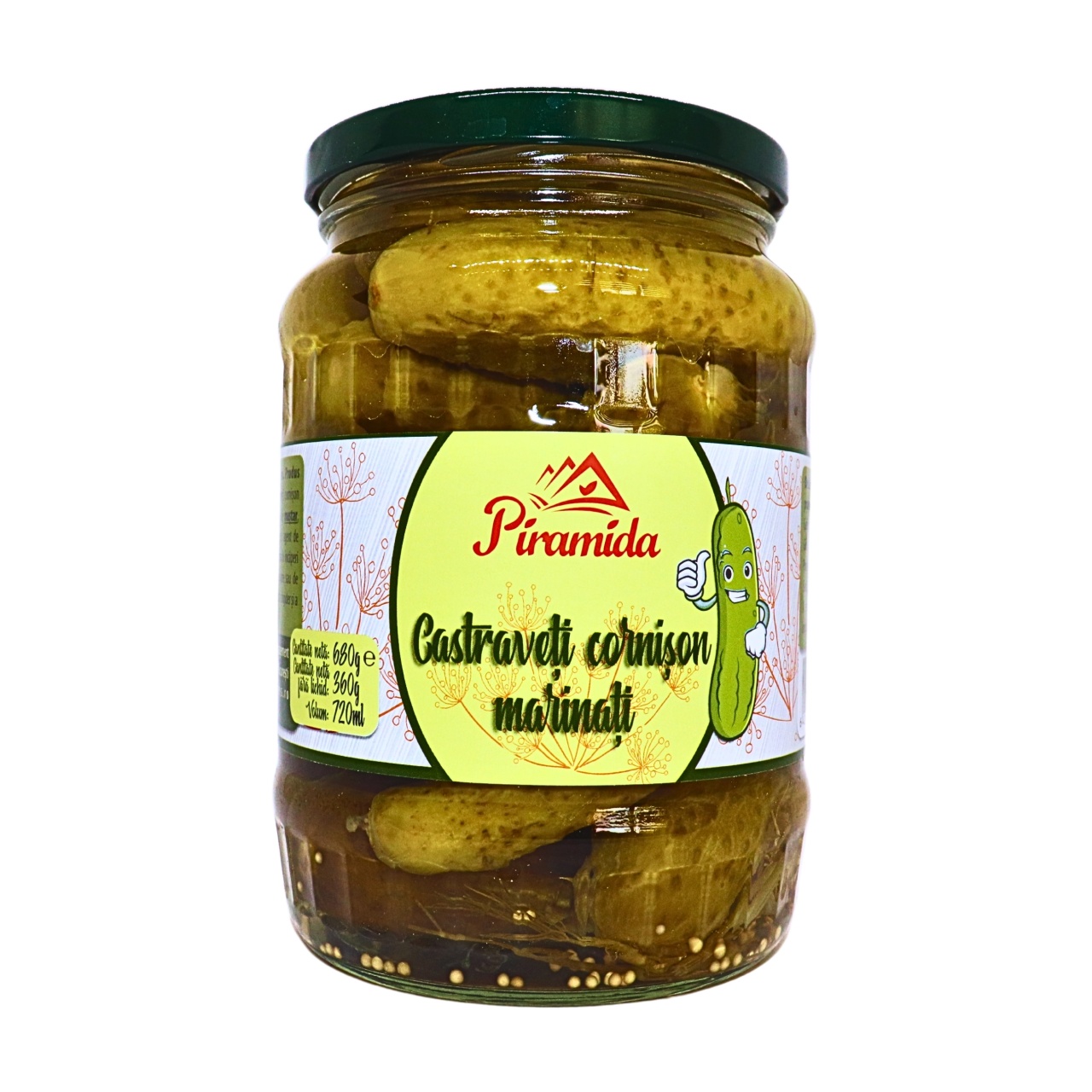 Castraveti cornison marinati 3-6 cm Piramida 720 ml