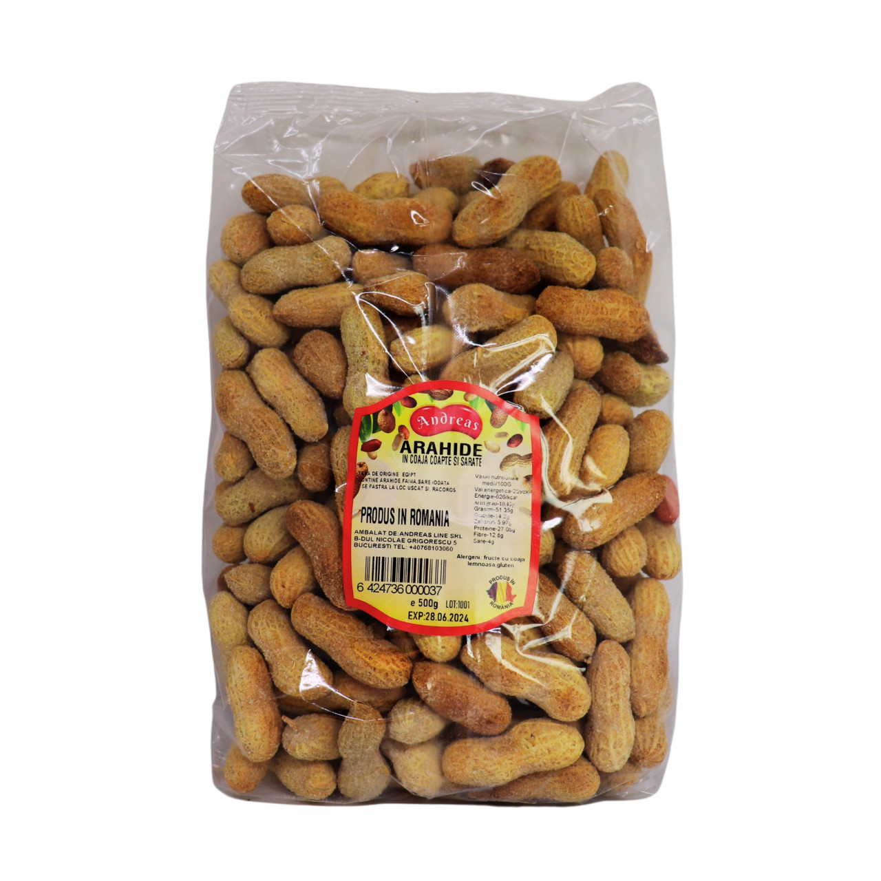 Arahide in coaja coapte si sarate Andreas, 500 g
