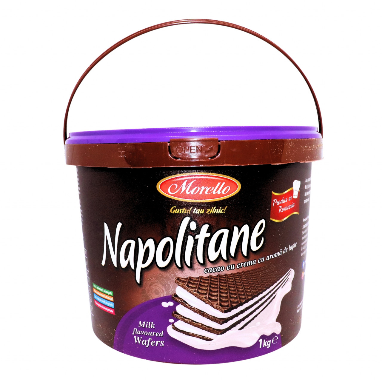 Napolitane cacao cu lapte la galeata Morello 1 kg