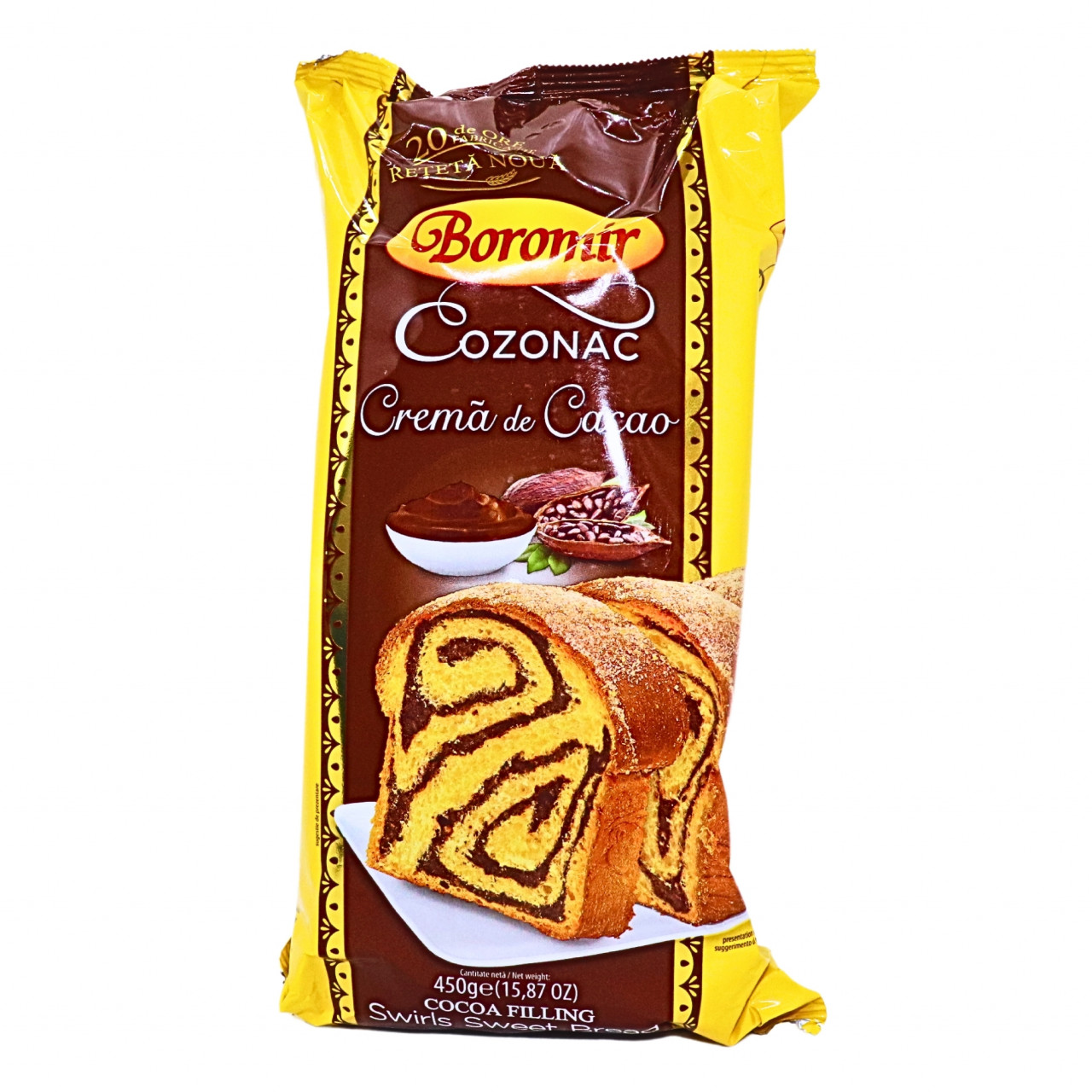 Cozonac cu crema de cacao Boromir 450 g