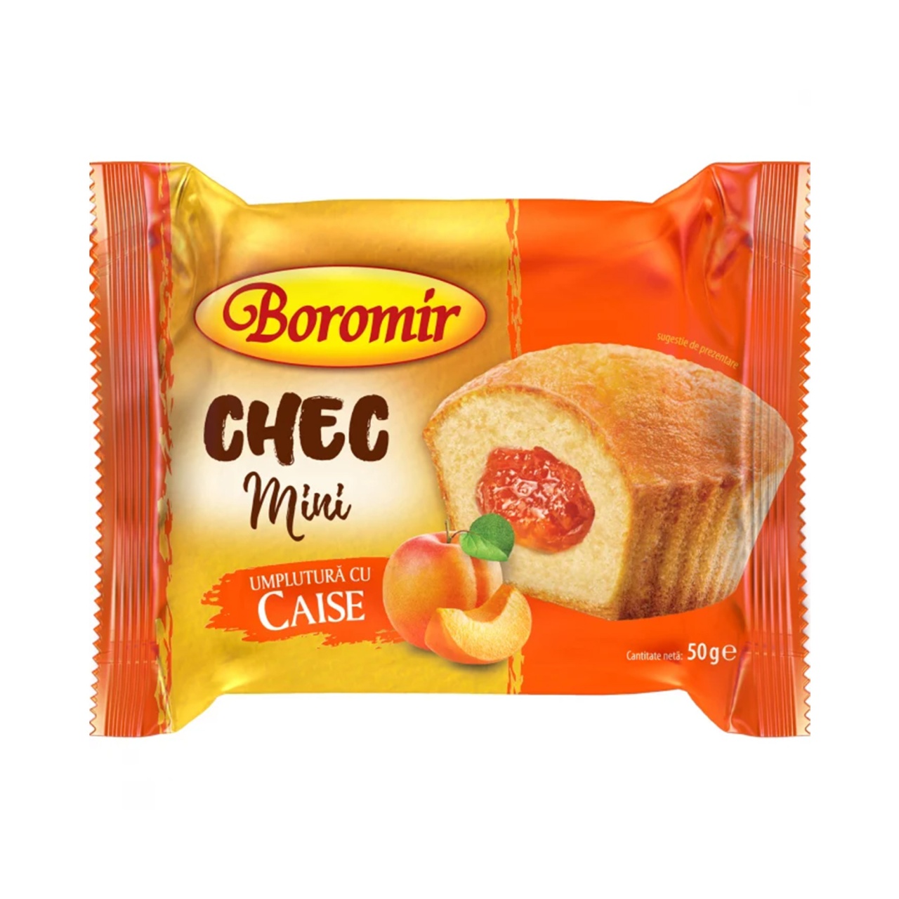 Mini chec cu umplutura de caise Boromir 50 g, 13 buc