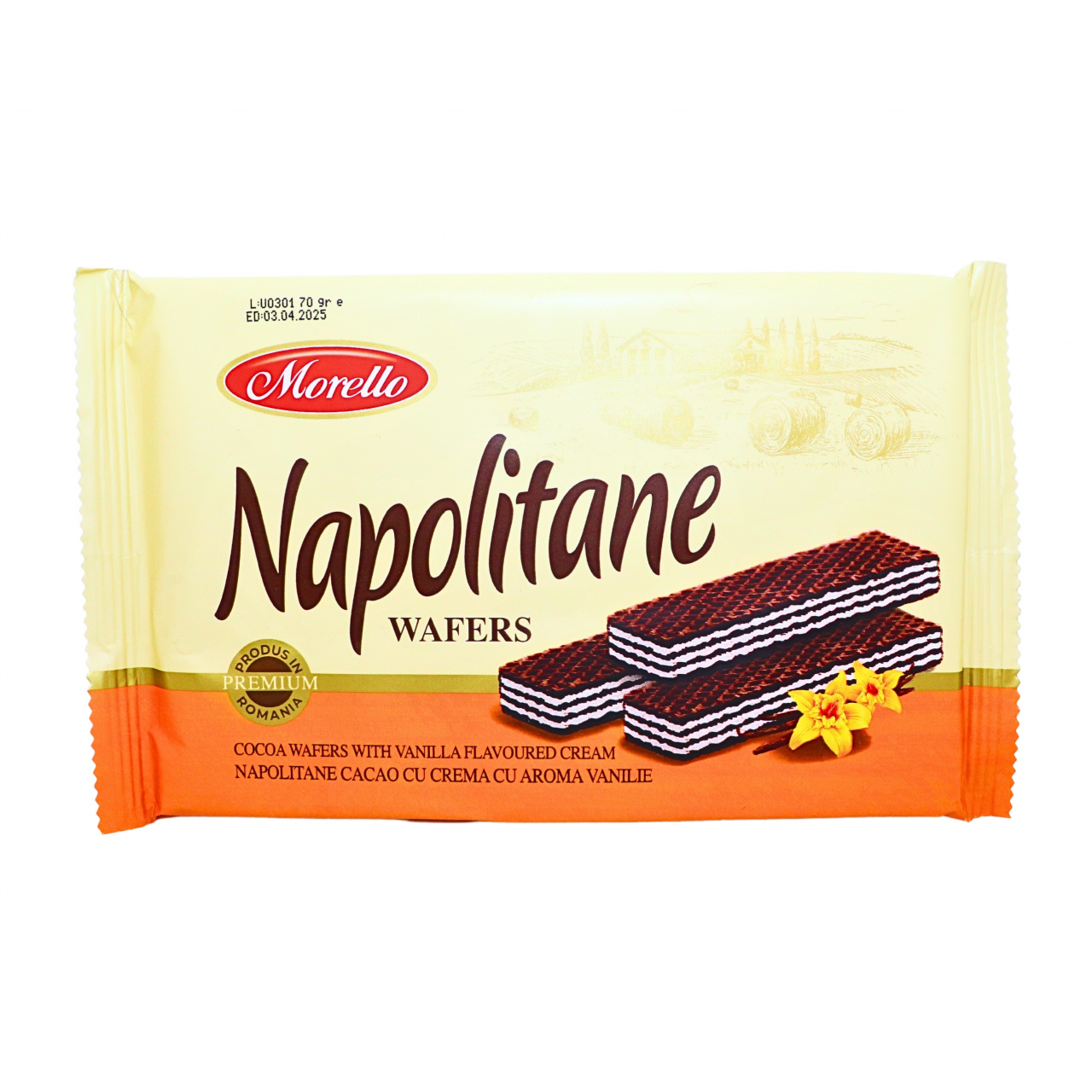 Napolitane crema vanilie Morello 70 g