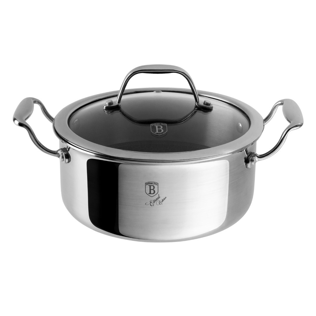 Oala inox cu capac Eternal Collection Berlinger Haus BH 8508, 20 cm, antiaderenta, inox, strat ...