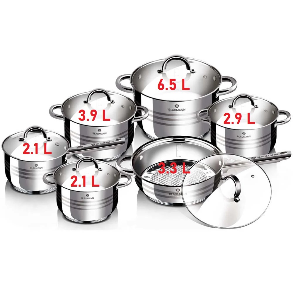 Set oale si tigai inox (12 piese) Blaumann BL 1410