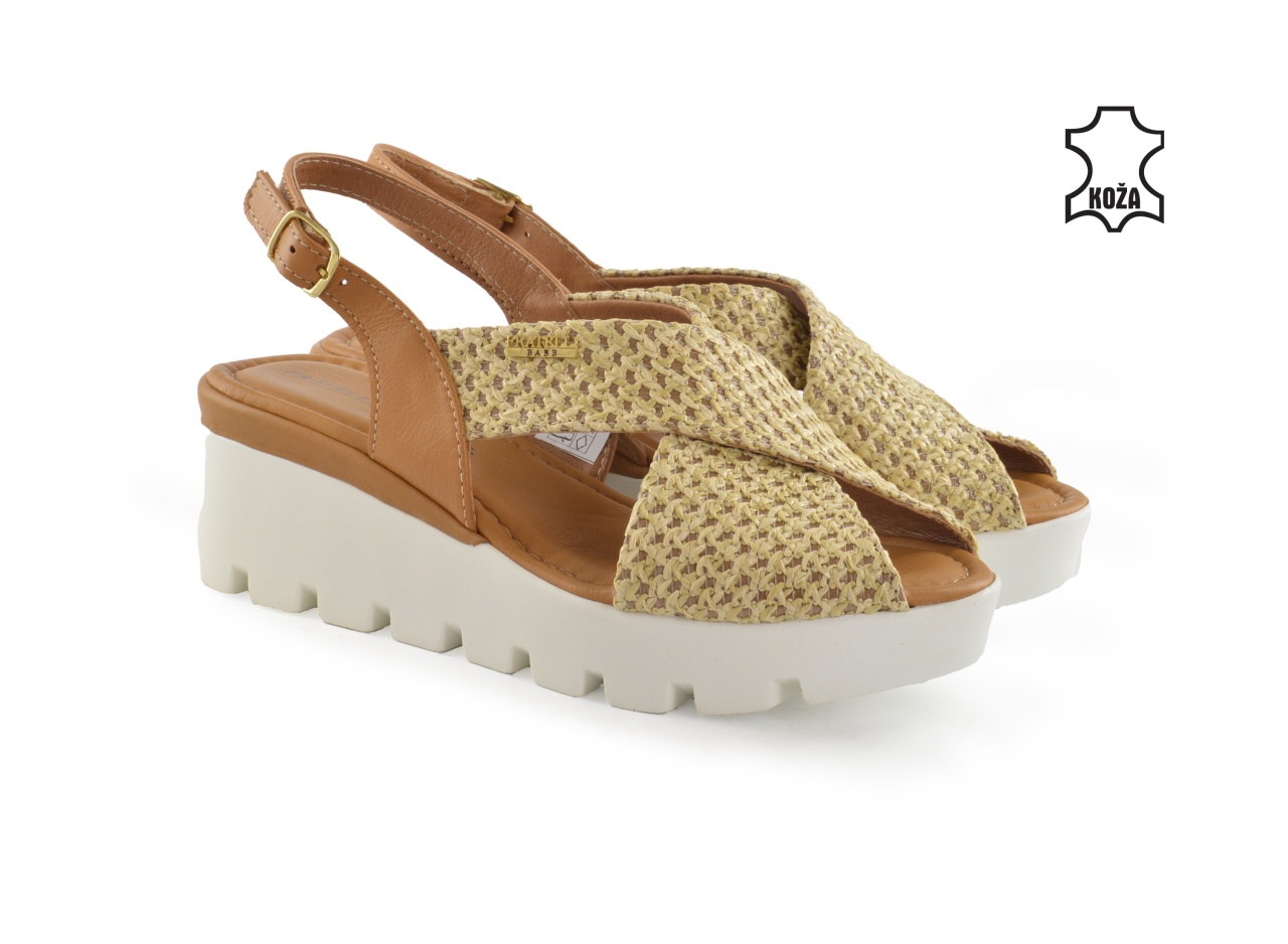 Kožne ženske sandale na platformu D-2800BR braon