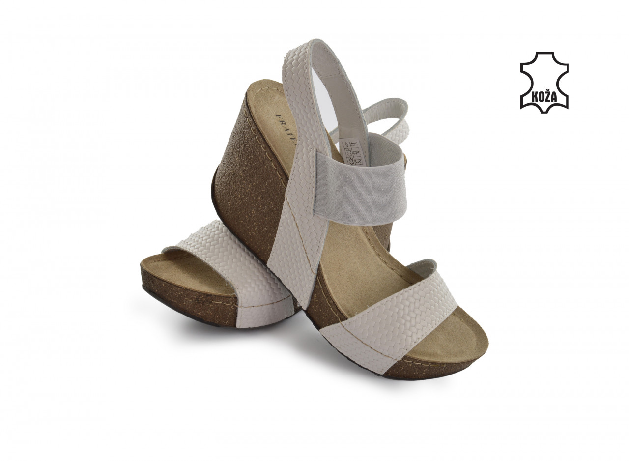 Kožne ženske sandale na platformu D-305BL bele