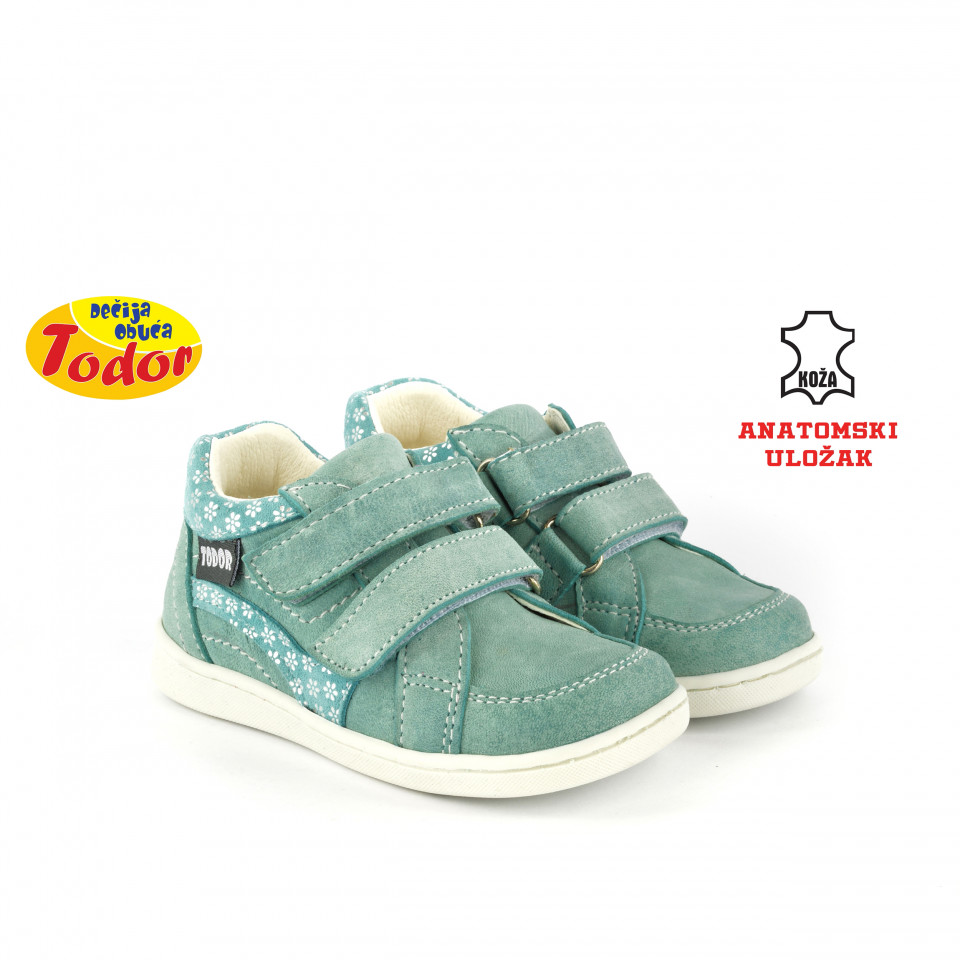 Kožne dečije cipele 474-Z sa anatomskim uloškom zelene