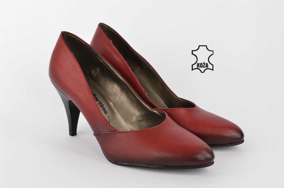 Kožne ženske cipele na štiklu - Salonke 208L crvene