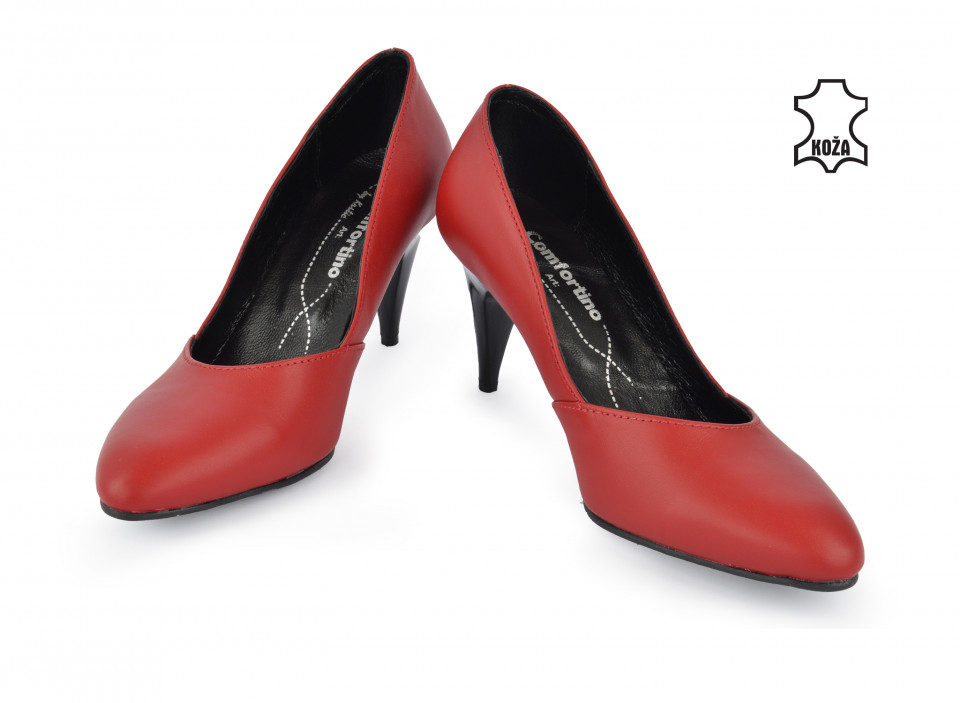 Kožne ženske cipele na štiklu 208CV crvene