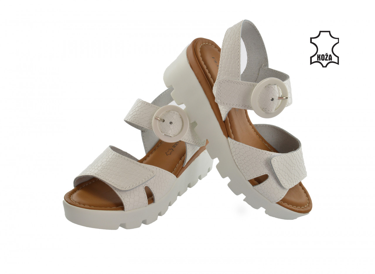 Kožne ženske sandale D-2333BL bele