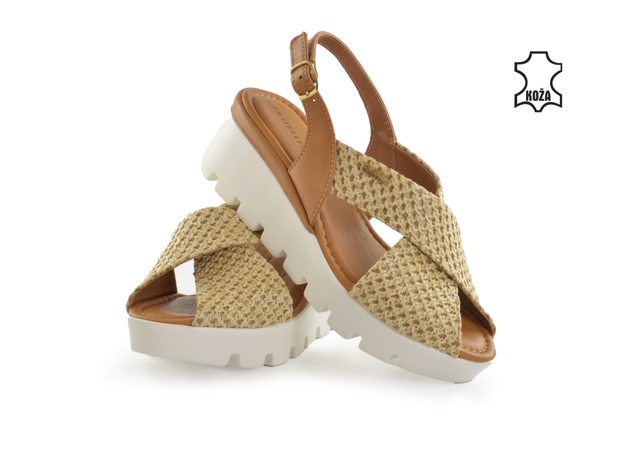 Kožne ženske sandale na platformu D-2800BR braon