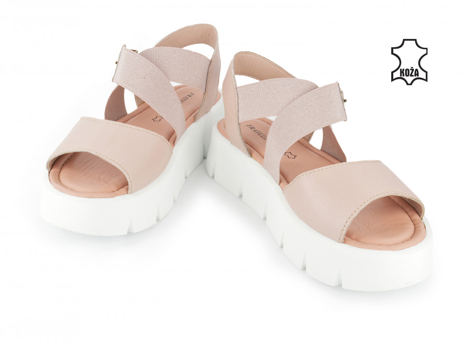 Kožne ženske sandale na platformu D-4801RZ roze