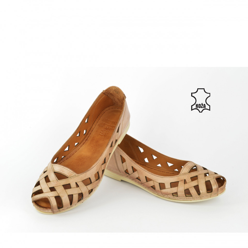 Kožne ženske baletanke K119RZ roze