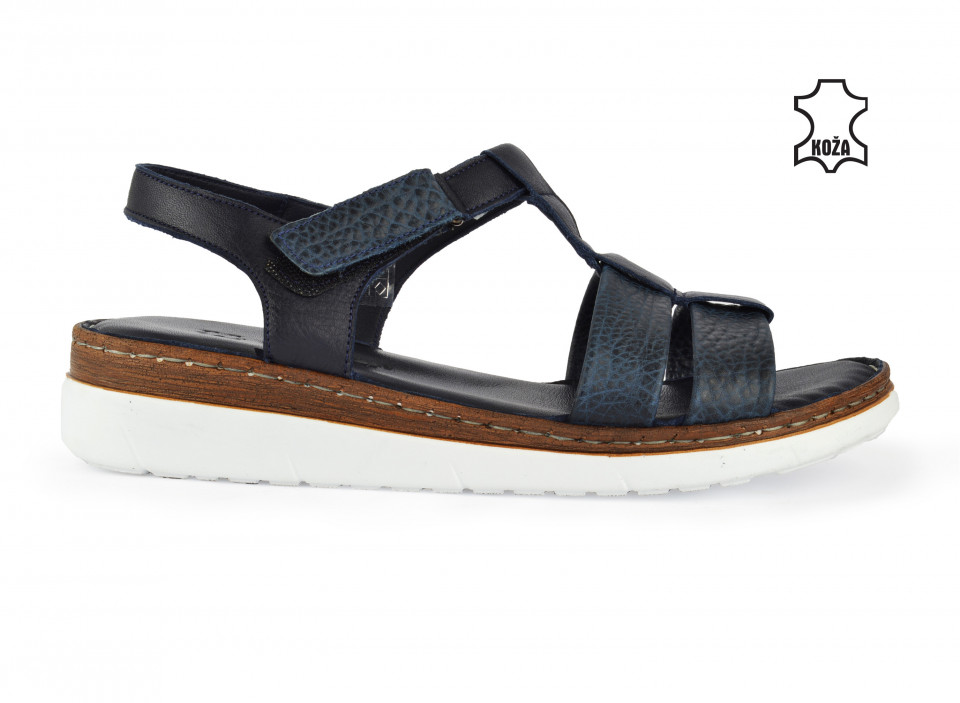 Kožne ženske sandale na platformu 636029TT teget