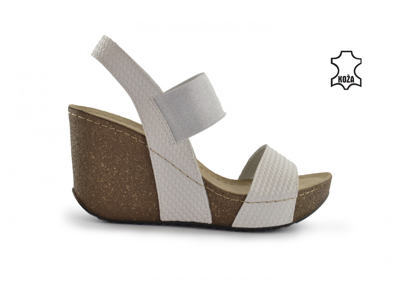 Kožne ženske sandale na platformu D-305BL bele