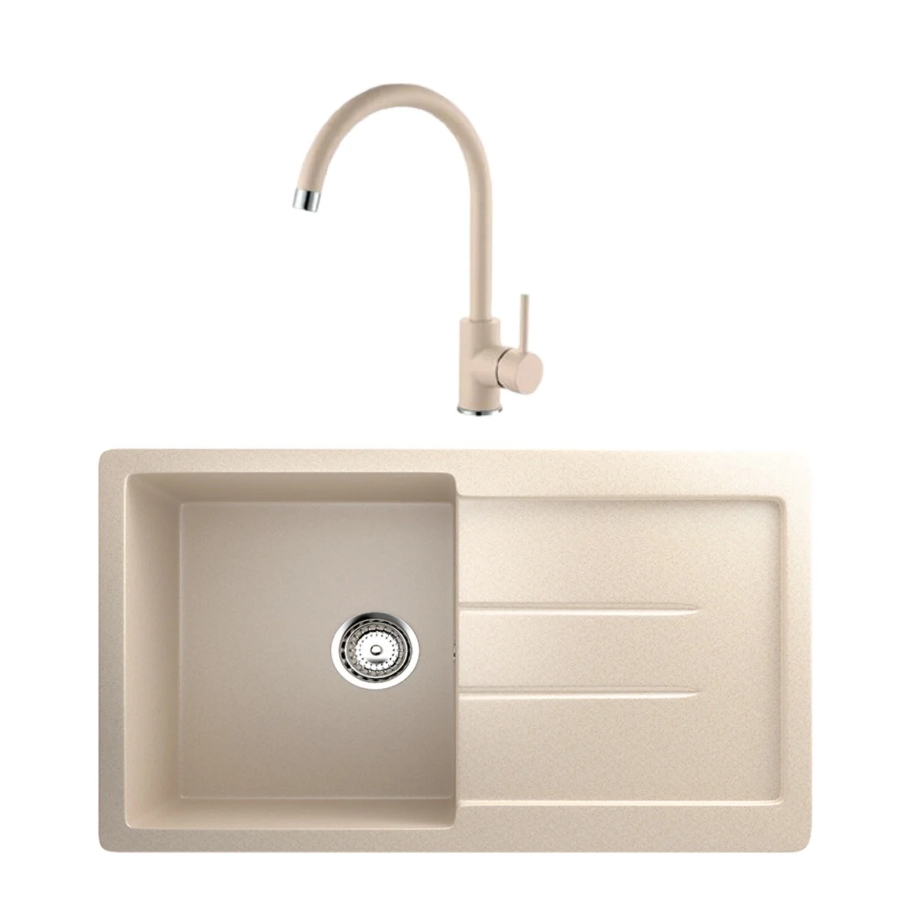 Set Granitna sudopera Ulgran U 507 Bež boja + lučna slavina u Bež boji