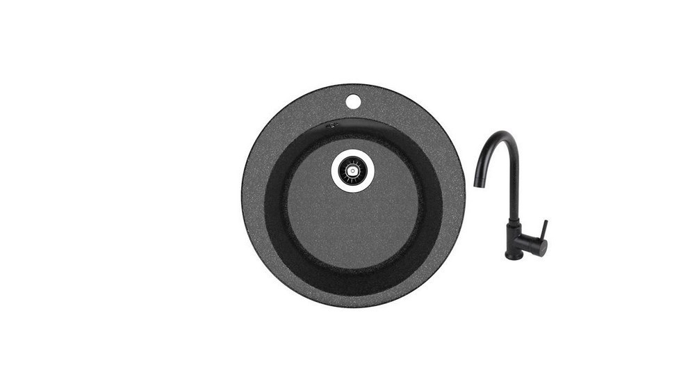 Granitna sudopera Dr Gans Gala boja crna i Lučna slavina SET