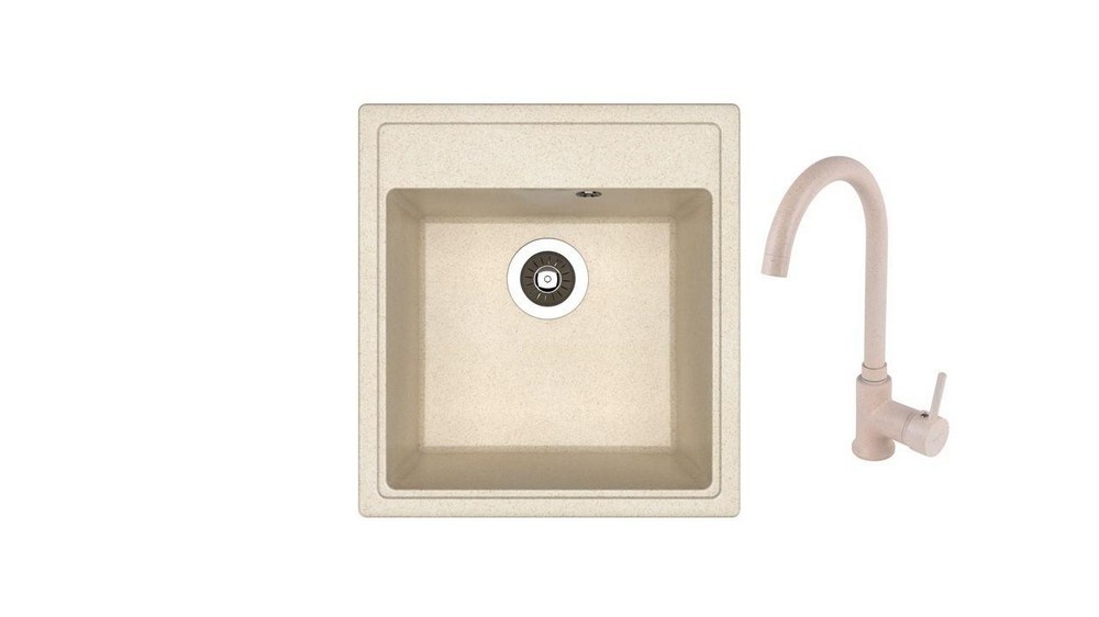 Granitna sudopera Dr Gans, model Nika 470 boja bež + lučna slavina