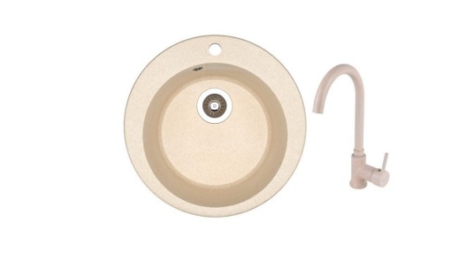 Granitna sudopera u bež boji Dr Gans Gala i Lučna slavina SET