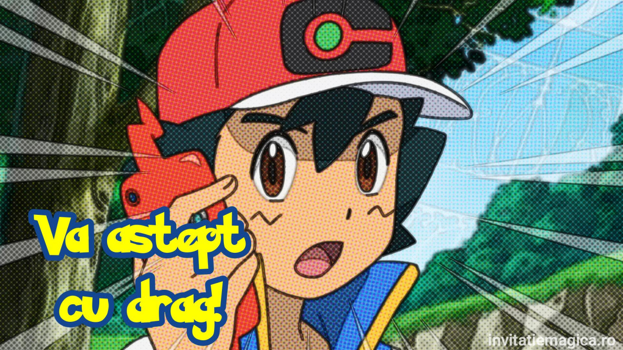 Invitatie video cu tematica Pokemon, Pikachu cod PO02