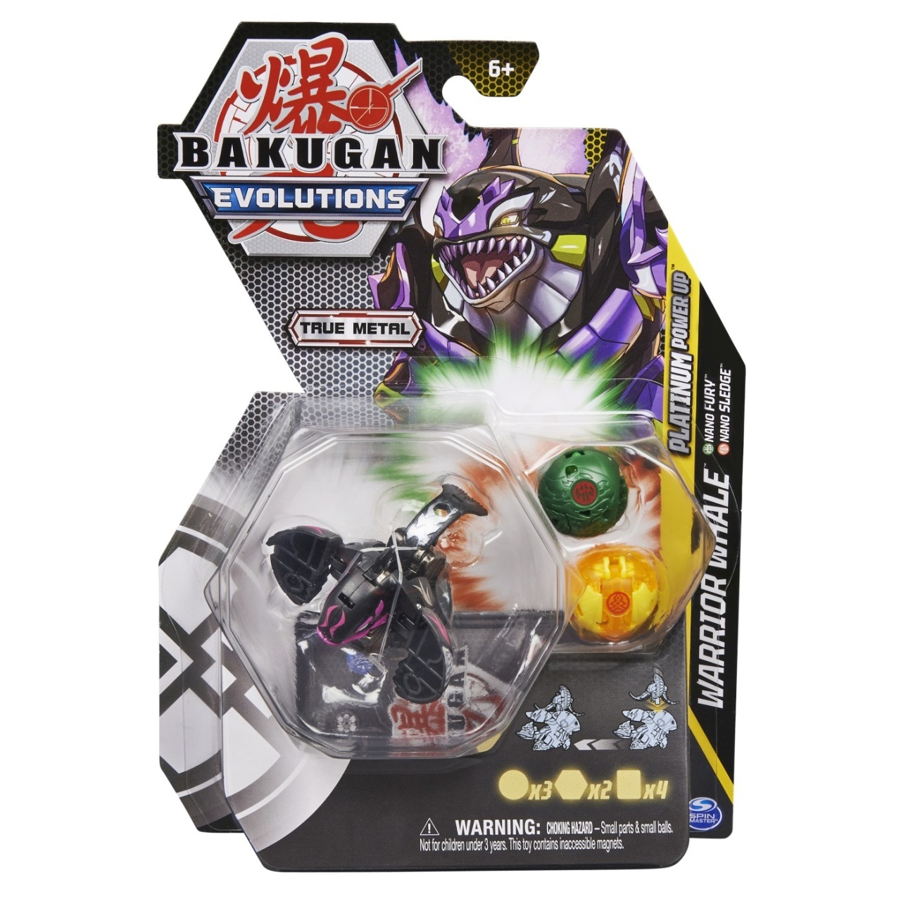 BAKUGAN PLATINUM POWERUP S4 WARRIOR WHALE NANO FURY SI NANO SLEDGE ...