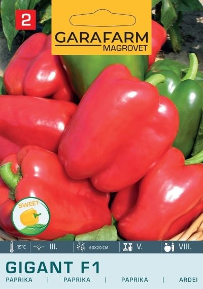 Gigant F1 (30 seminte) ardei gras tip California, fructe foarte mari ...