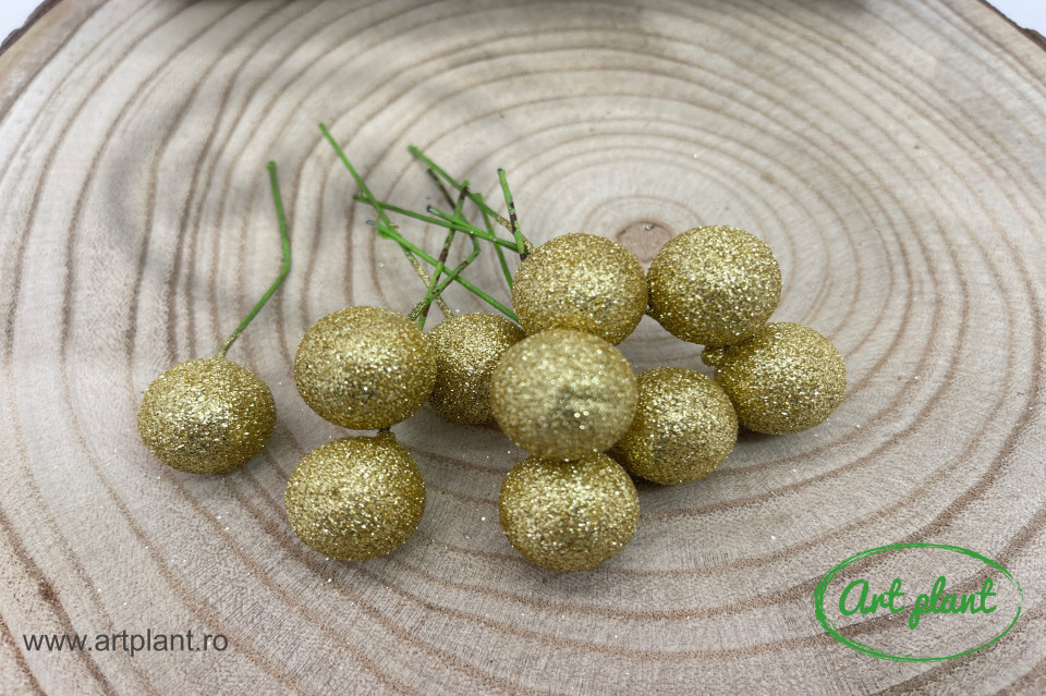 Globulețe Glitter Auriu 2 cm