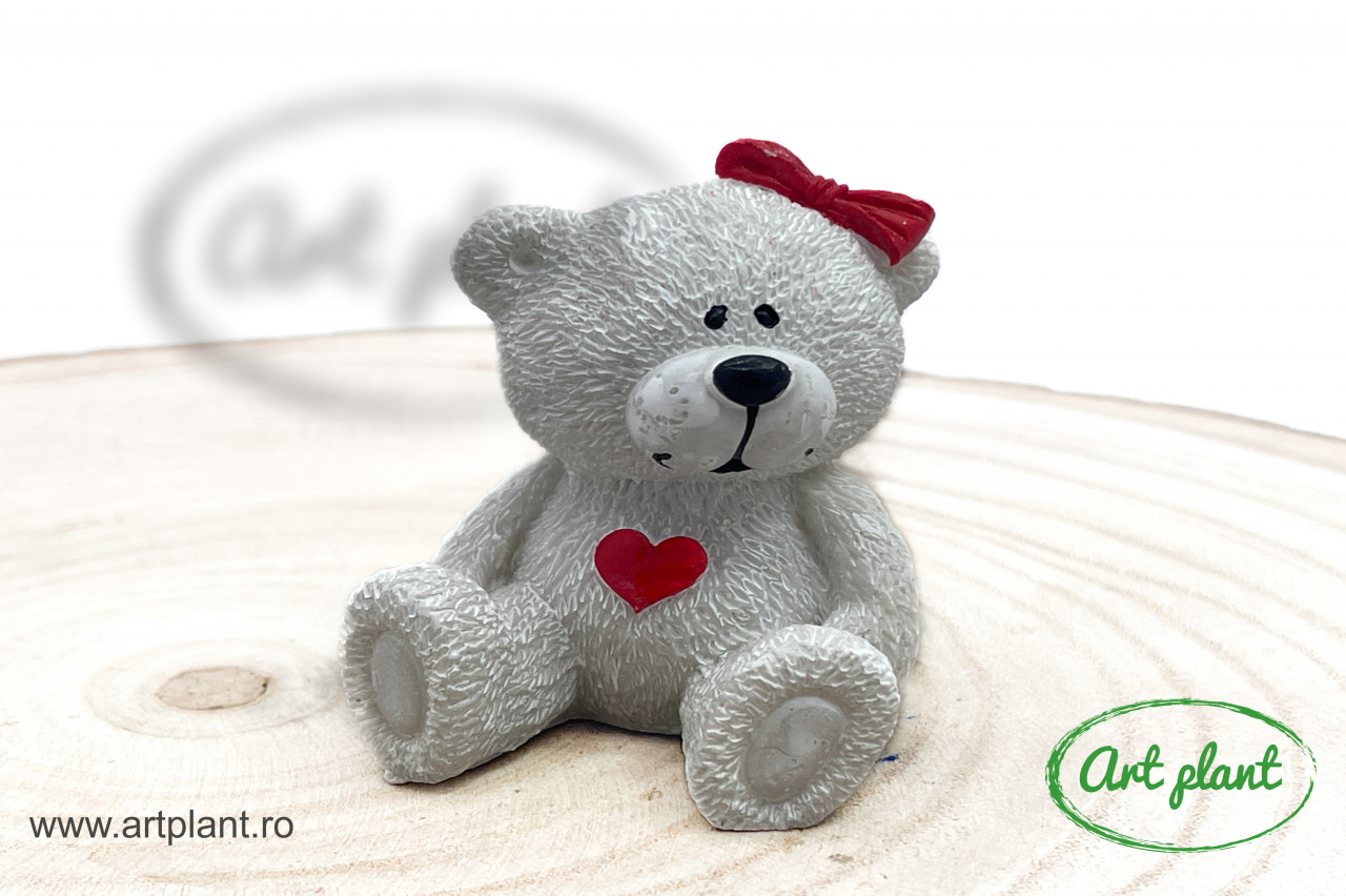 Ursulet cu fundita alb/gri