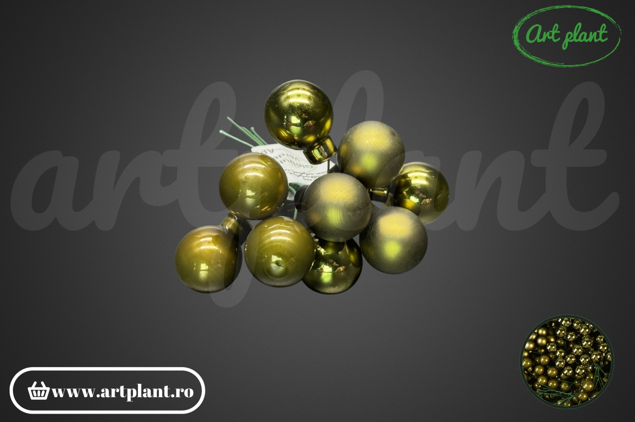 Globulete sticla mix verde cedar 2 cm