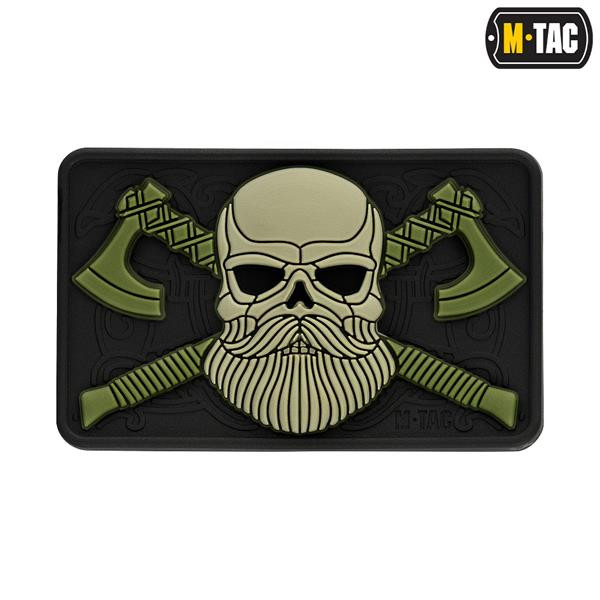 Patch bearded skull 3D PVC - Oliv