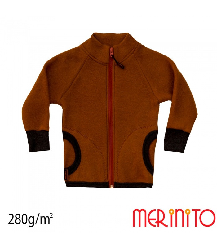 Jacheta copii Merinito Soft Fleece lana merinos - Maro