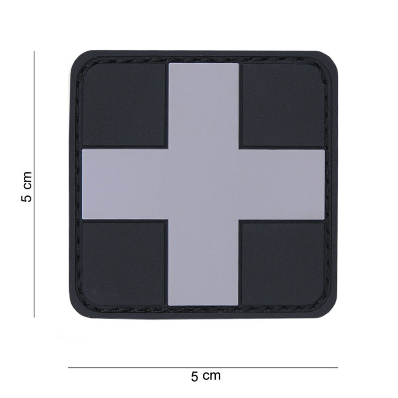 Patch 3D PVC Cross grey - Negru