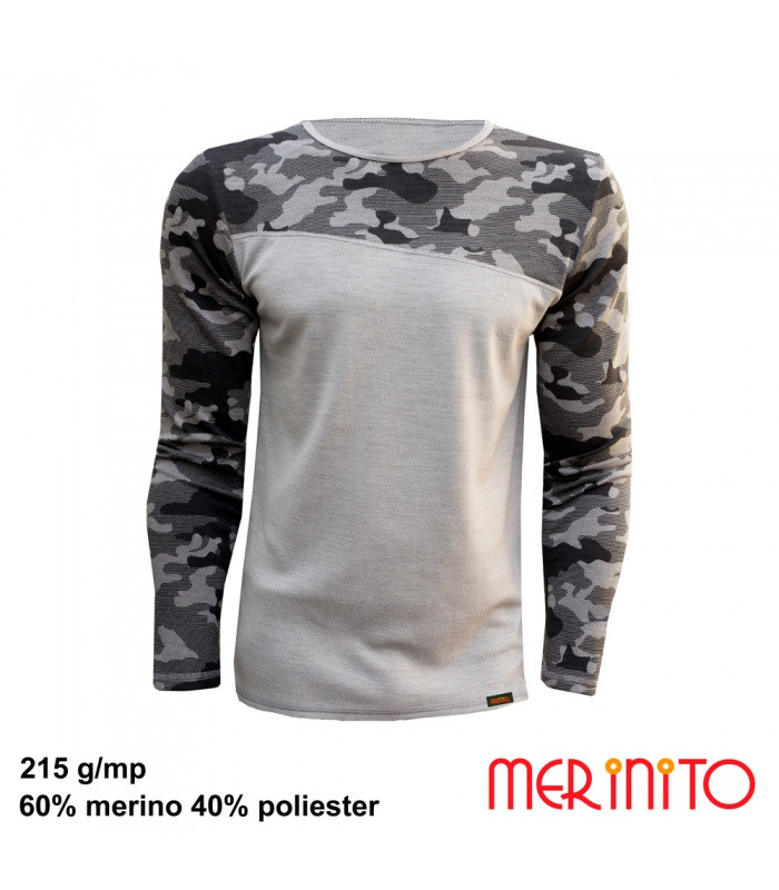 Bluza barbateasca Merinito 215g Mesh - Urban/Gri