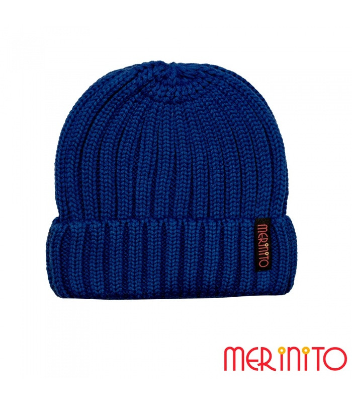 Caciula Merinito Beanie 50% lana merinos - Albastru