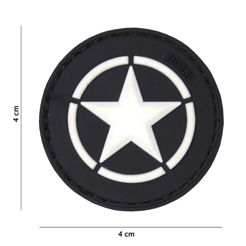 Patch 3D PVC Allied star - Negru