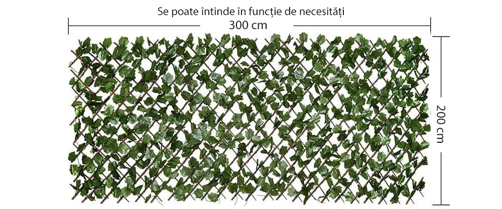 Gard paravan viu cu frunze artificiale, verde inchis, 300 cm x 200 cm