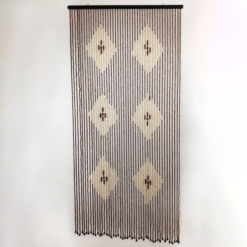 Perdea pentru usa, cu margele din lemn, cu romburi