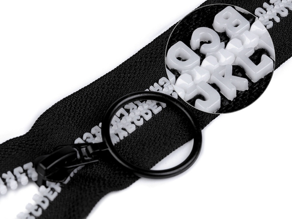 Fermoar injectat detașabil, cu litere, lungime 50 cm