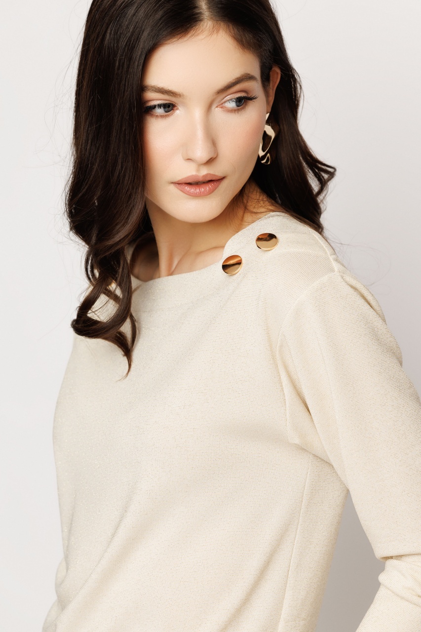 Bluza dama bej cu nasturi